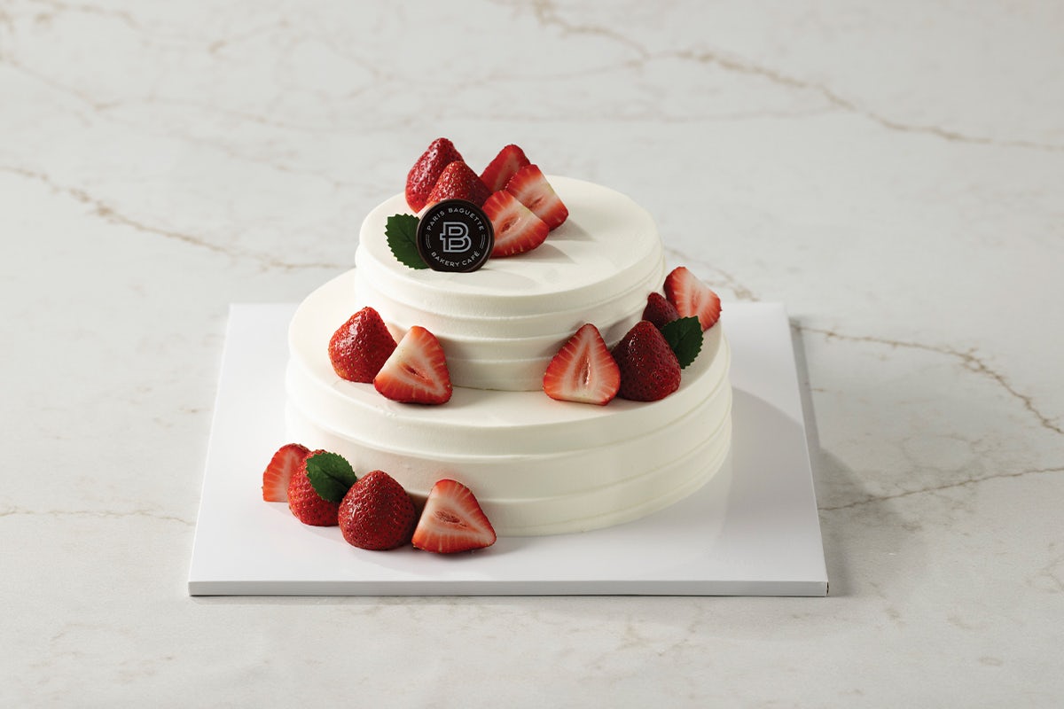 Strawberry Soft Cream Two Tier Cake | Specialty Cakes | Paris Baguette